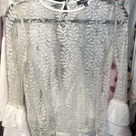 Ups And Downs | Tops | Gorgeous Boho White Lace Sheer Top With Gold ...